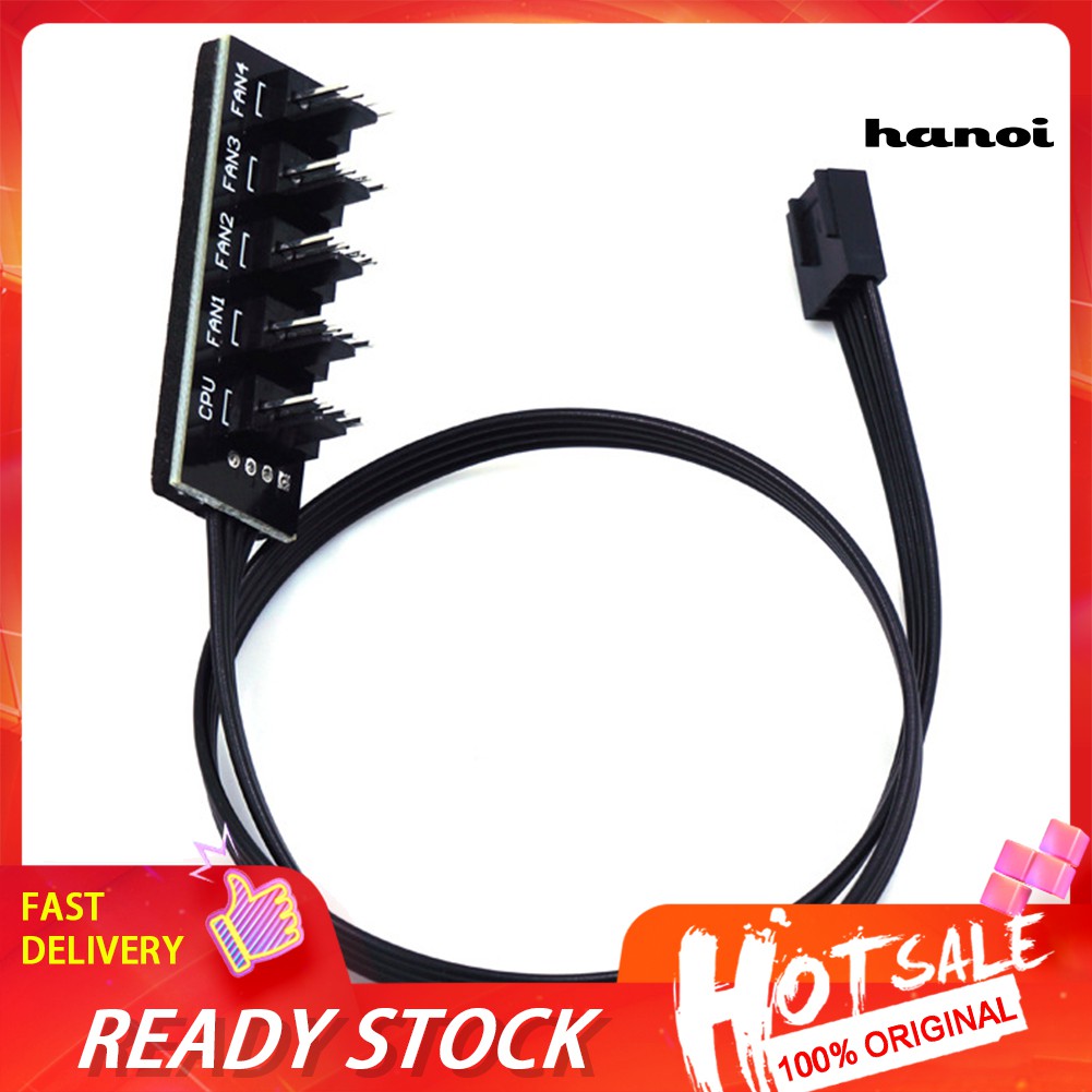 [CP]5-Way 4Pin CPU Cooler Case PWM Cooling Fan Power Cable Hub Splitter ...