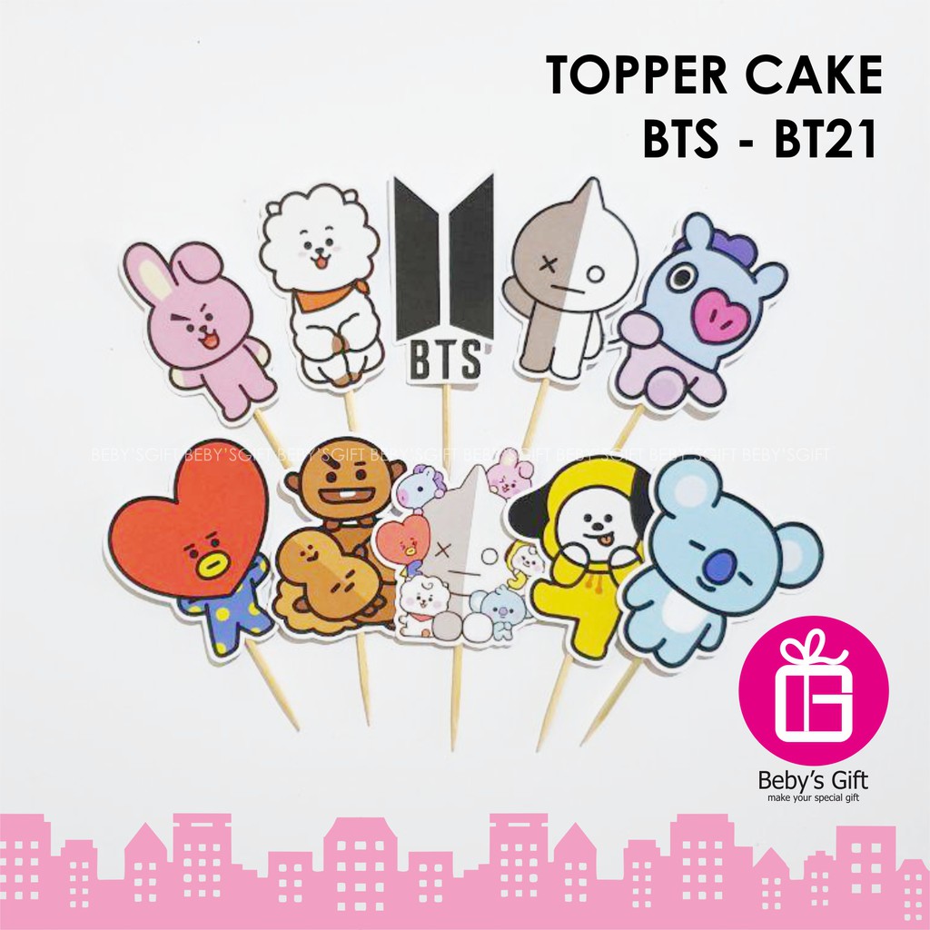 Beby's Gift BTS BT21 Character Birthday Cake Topper | Shopee Singapore