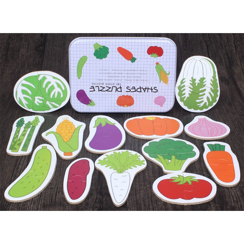 Shapes Puzzle - Two Piece Puzzles - Vegetable Set | Shopee Singapore