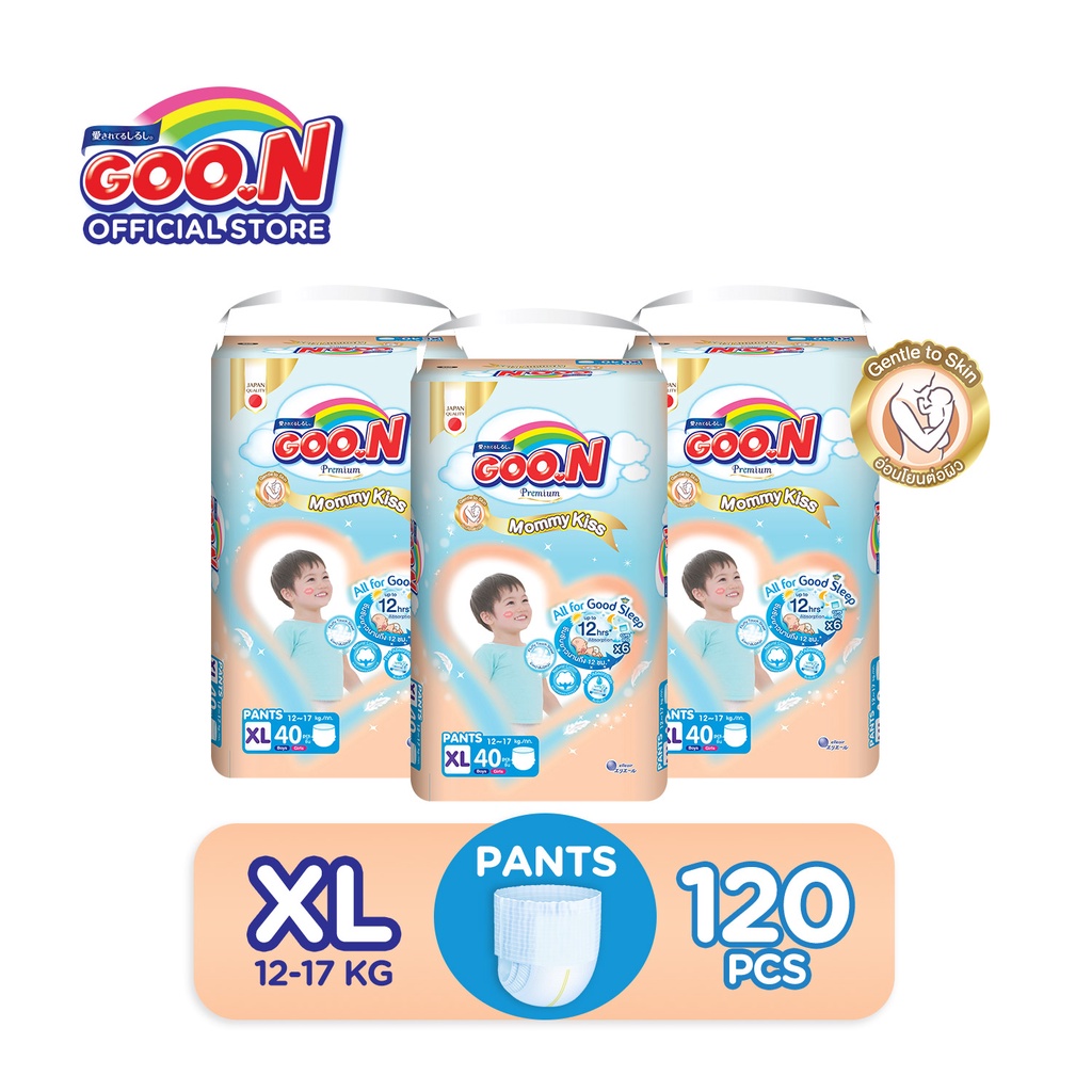 GOO.N Premium Mommy Kiss Baby Diaper Pants XL (12 - 17 kg) 40 pcs x 3 120pcs | Shopee Singapore
