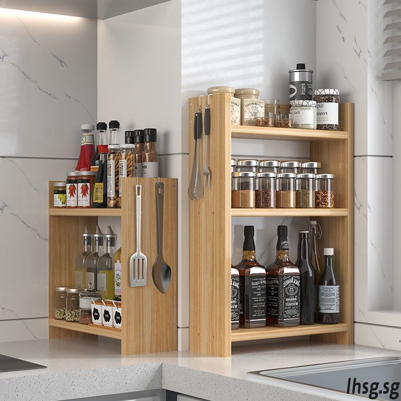 LHSG Wooden Kitchen Spice Rack Kitchen Spice Rack Organiser Kitchen ...
