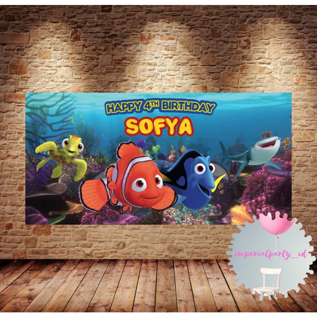 Custom Backdrop Banner Happy Birthday Finding Nemo Dory Banner | Shopee ...