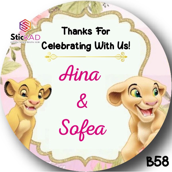 Goodies Birthday Aqiqah Baby Shower Packaging Party Sticker Disney Lion ...