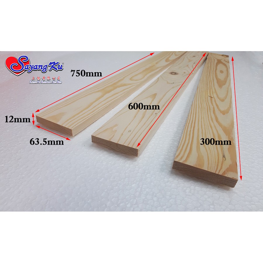 (Hot)12mm x 63.5mm [300 / 600 / 750mm] Pine Wood Wooden Panel / Wooden ...
