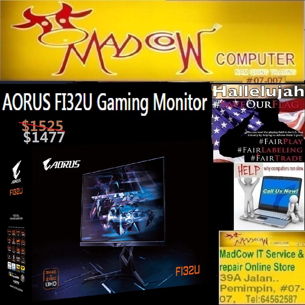 Gigabyte Aorus FI32U 4k 144Hz 1ms 10Bits Gaming Monitor - UHD Gigabyte ...