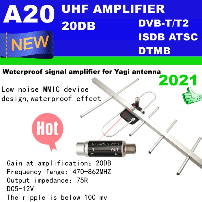 UHF Mytv Booster TV A20 waterproof signal amplifier yagi antena UHF AMPLIFIER DVB-T DVB-T2 ISDB ...