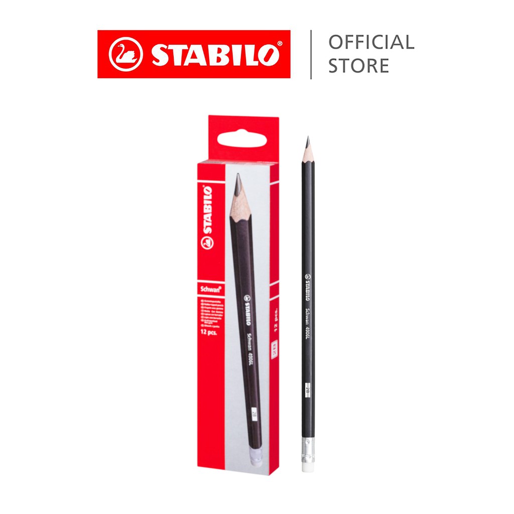 STABILO 4906 Graphite 2B Pencil With Eraser Tip - Box of 12 Pencils ...
