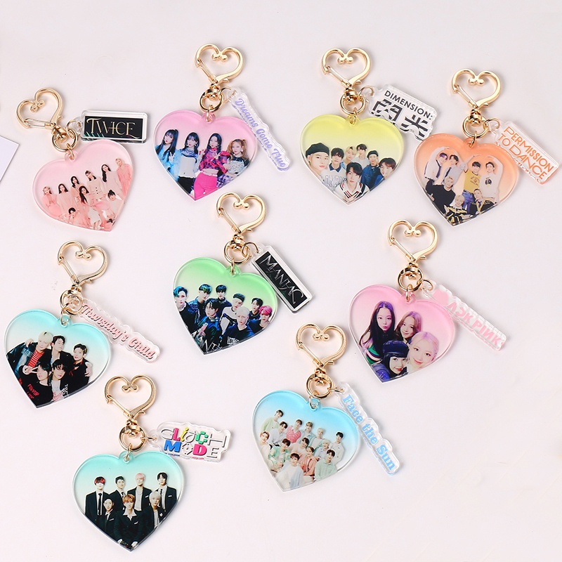 Kpop Keychain Seventeen TWICE aespa Stray kids TXT nct dream heart key ...