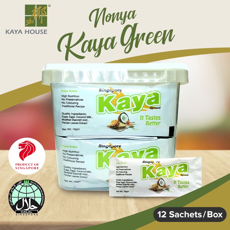 Kaya Spread Nonya Green 12 Sachets / Box - 18gm | Shopee Singapore