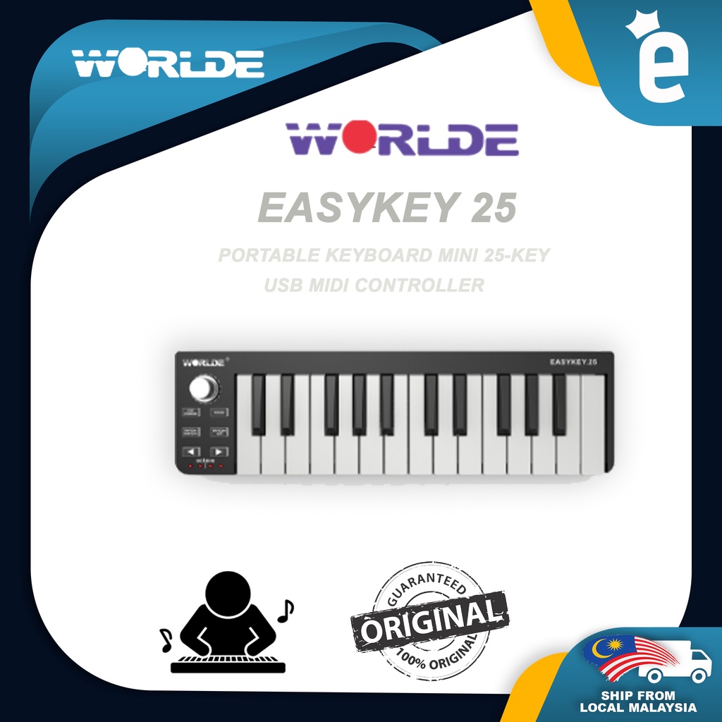 Worlde Easykey 25 Portable Keyboard Mini 25-Key USB MIDI Controller ...