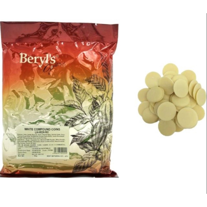 Beryl's White Compound Coin 1kg Coklat Putih Butang 白巧克力纽扣 1kg | Shopee ...