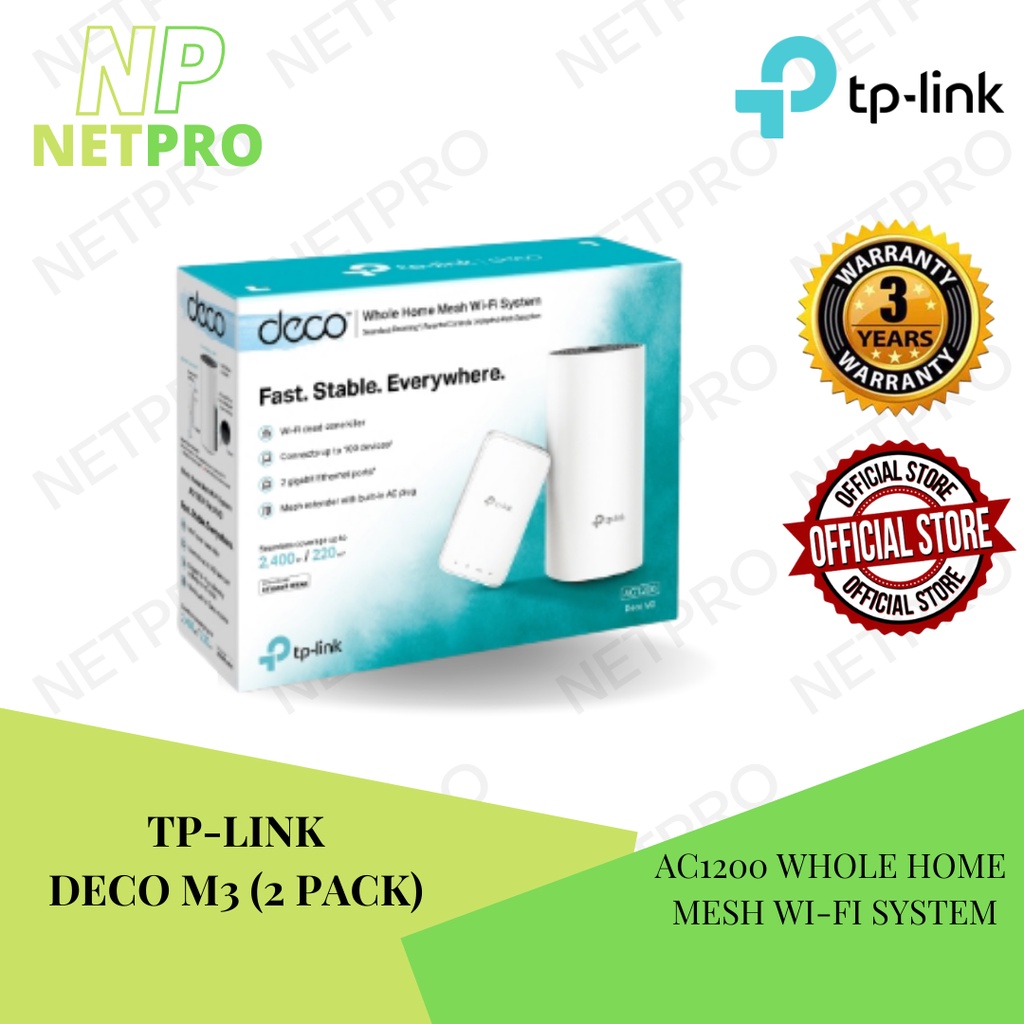 TP-Link Deco M3 (2-Pack) AC1200 Whole Home Mesh Wi-Fi System | Shopee ...