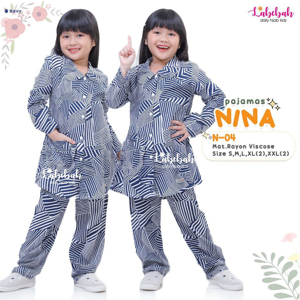 Labebah Pajamas Nina N-04 Navy | Shopee Singapore