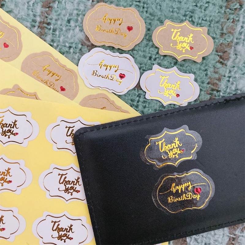 120 Pcs/pack Cloud shape Thank you happy birthday package seal label ...