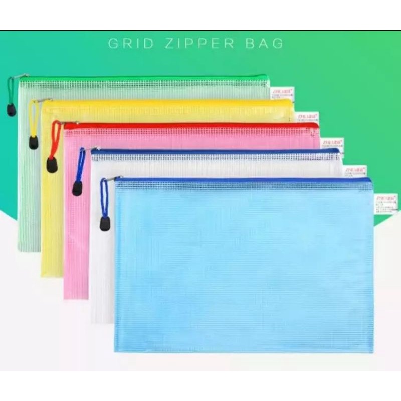 [SG Local] A4 Thickened Grid Transparent File Bag File Bag Zipper Bag ...