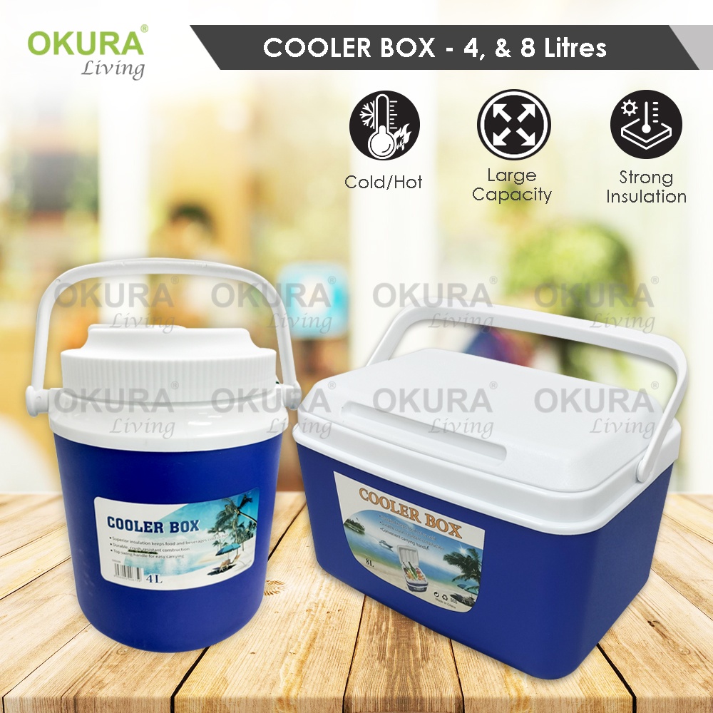 OKURA 4L/8L Cooler Box Ice Box Ice Bucket Fish Box Kotak Penyejuk Tong ...