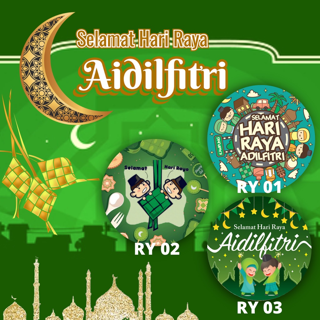 * Hari Raya Aidilfitri Sticker 5cm 110pcs ** Eid Mubarak / Hari Raya ...