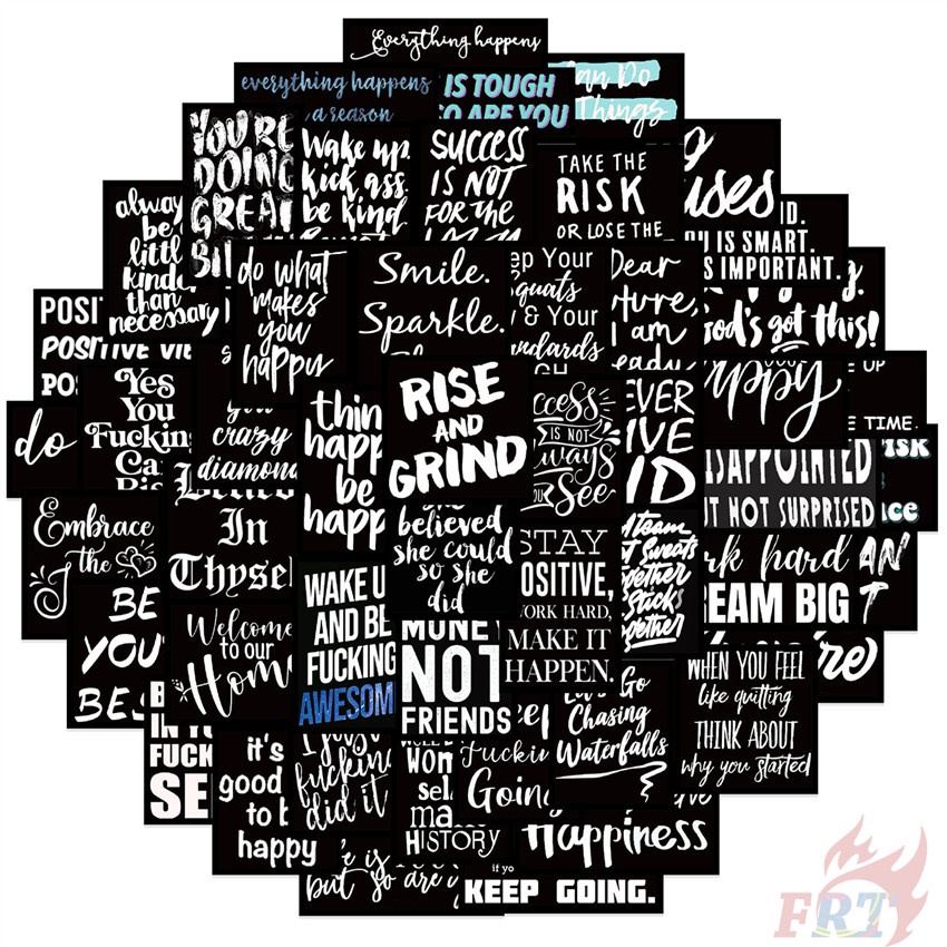60Pcs/Set Classical Black Inspirational English Slang Series 01 ...