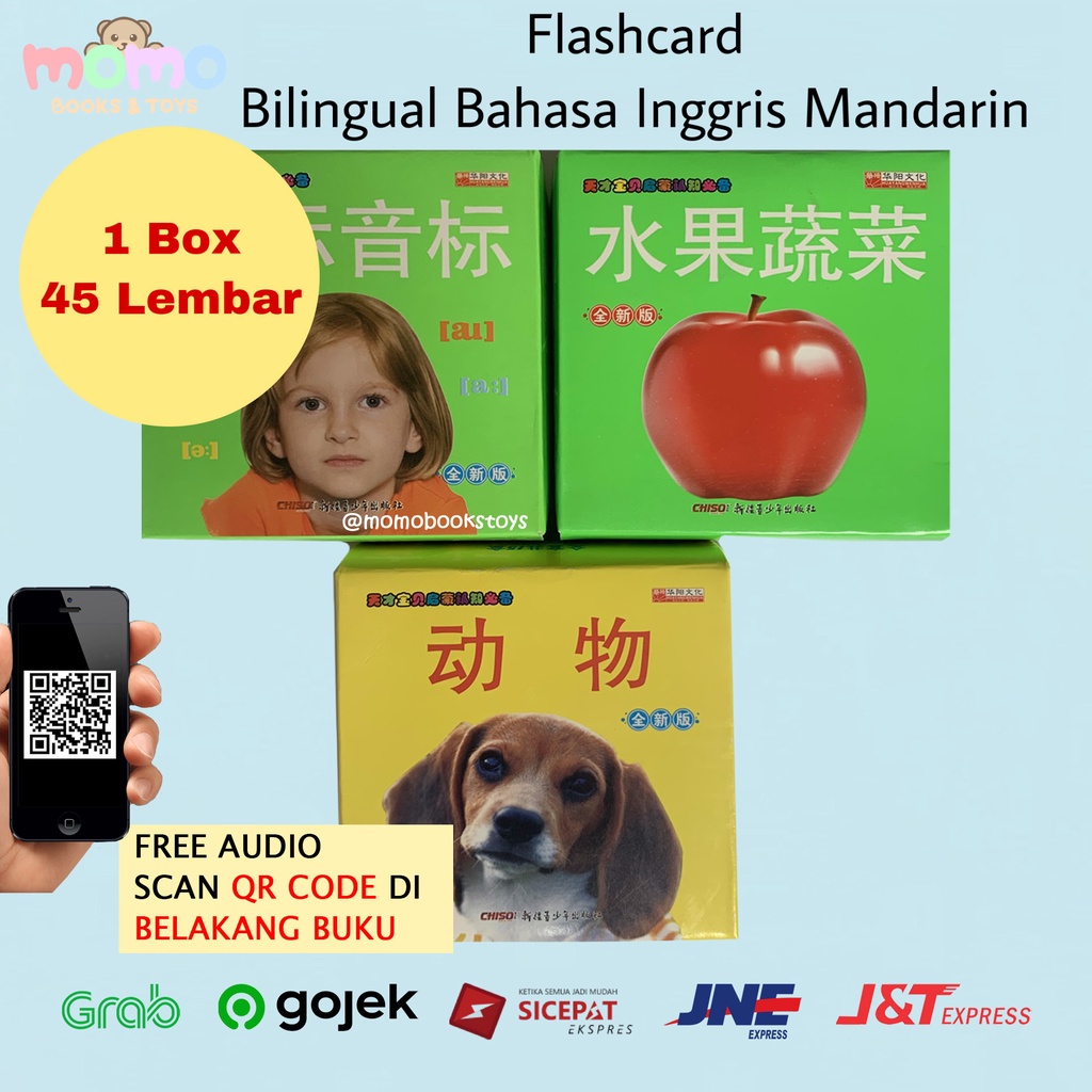 [MOMO] Flashcard 45 Sheets Of Bilingual English Mandarin (Scan QR Code ...