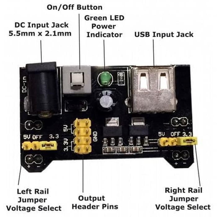 Breadboard MB102 Module Dual Power Supply 3,3V 5V Arduino Raspberry Pi ...