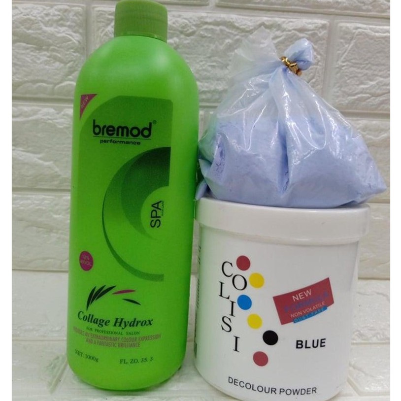 1SET COLISI HAIR BLEACHING POWDER with BREMOD OXIDIZING CREAM 1000ML ...