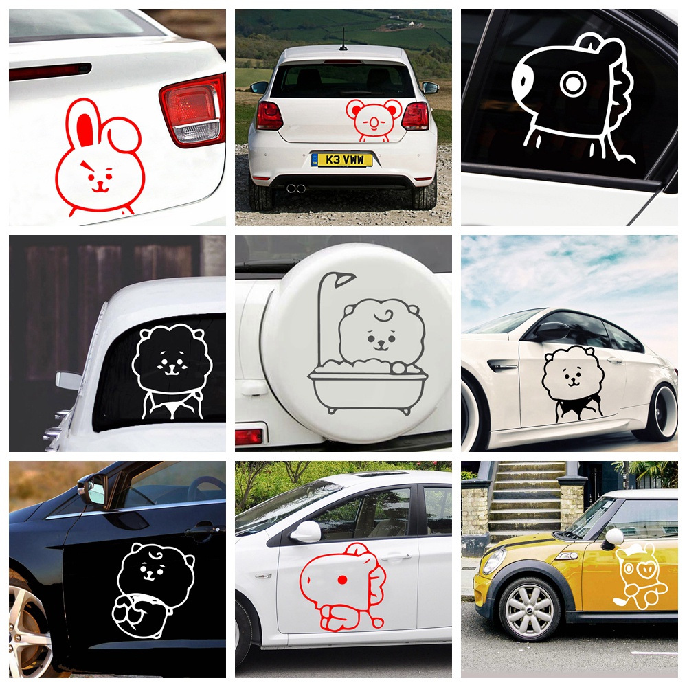 Cartoon BT21 Auto Sticker Funny Colorful Car Stickers Auto Automobile ...