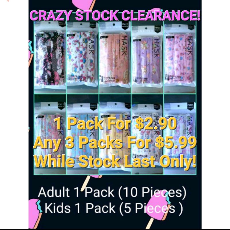 Ready Stock SG Little TwinStars Mask 3ply Surgical Disposable Mask For ...