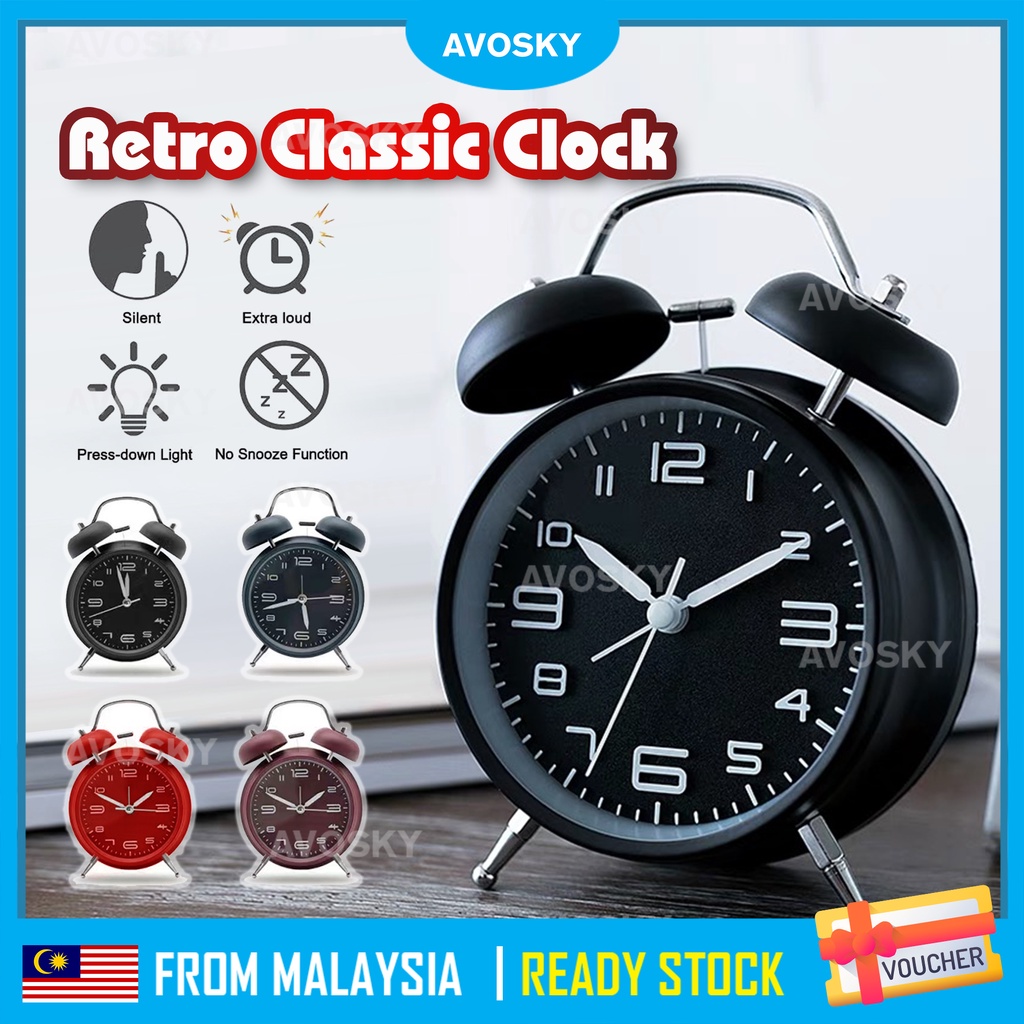 AVOSKY Large Classic Alarm Clock Loud Sound Analogue Backlight Desk ...