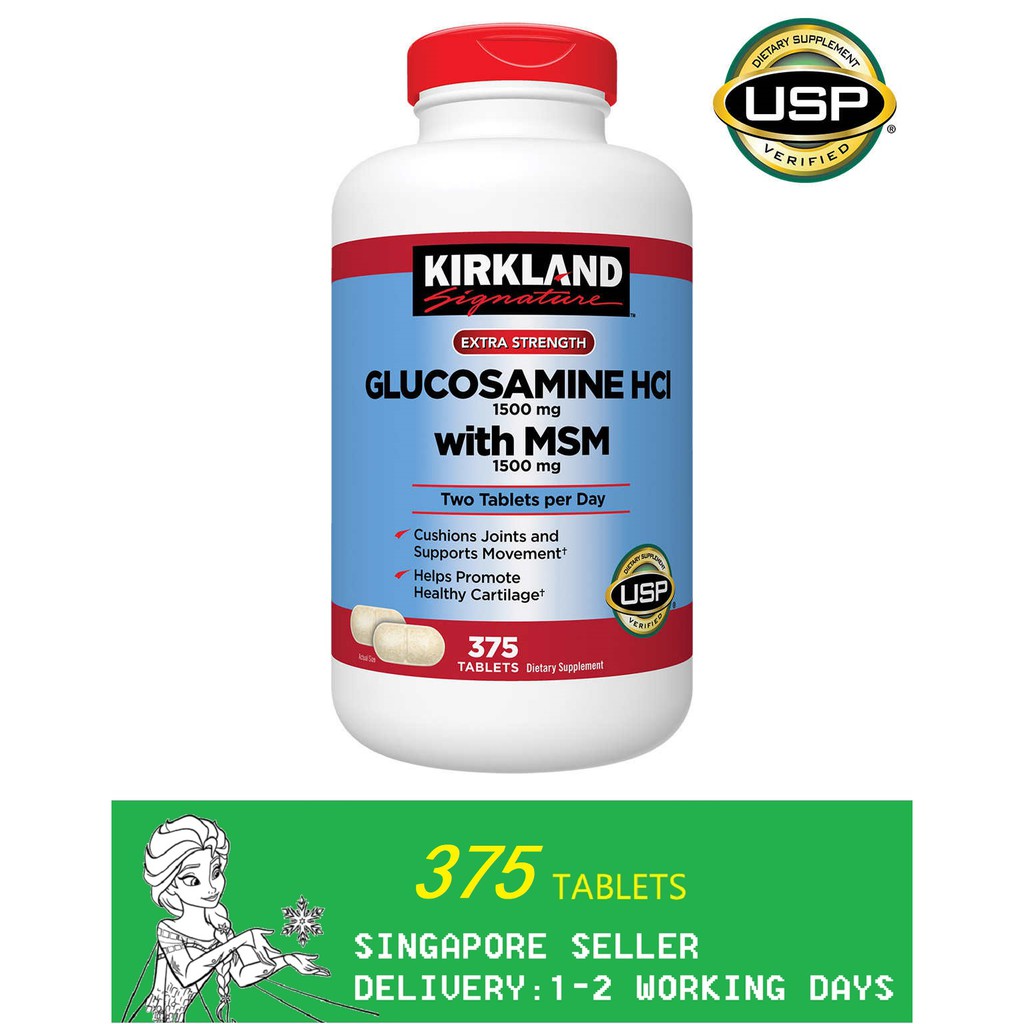 Kirkland Signature Glucosamine with MSM, 375 Tablets(Exp:07/2027 ...