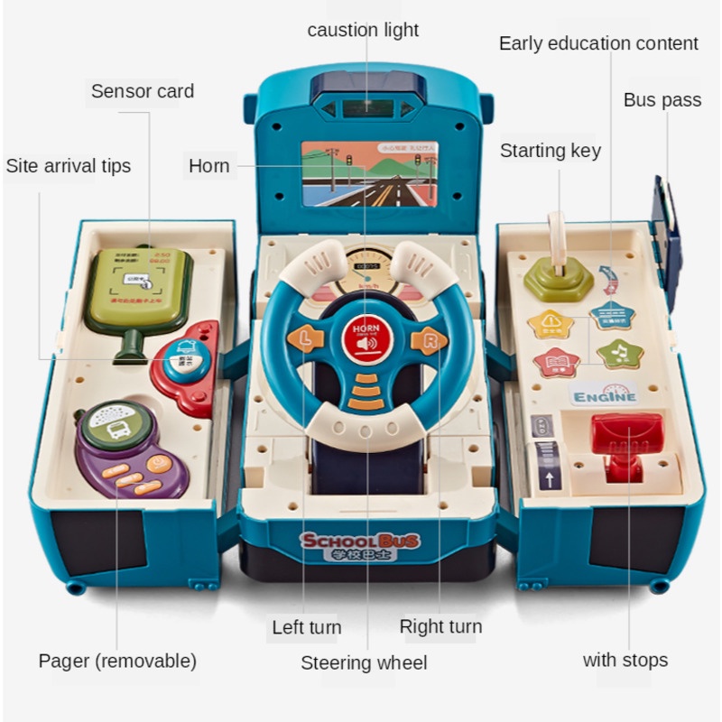 Children Simulation Driving Toy Steering Wheel Toy Multifunctional Car ...