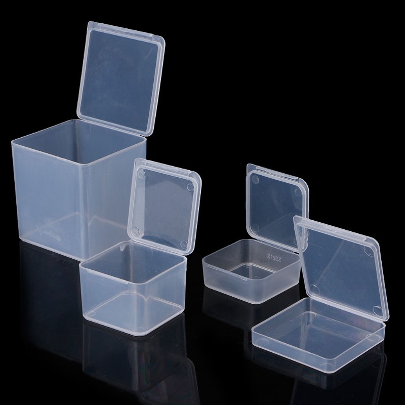 Small Square Clear Plastic Jewelry Storage Boxes Beads Crafts Case ...