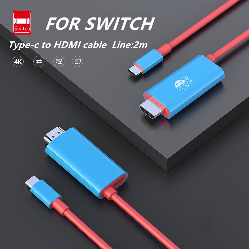 [Ready Stock]4K HDMI-compatible Cable for Switch/Switch Oled TV HD Projection Fast Charging Line ...