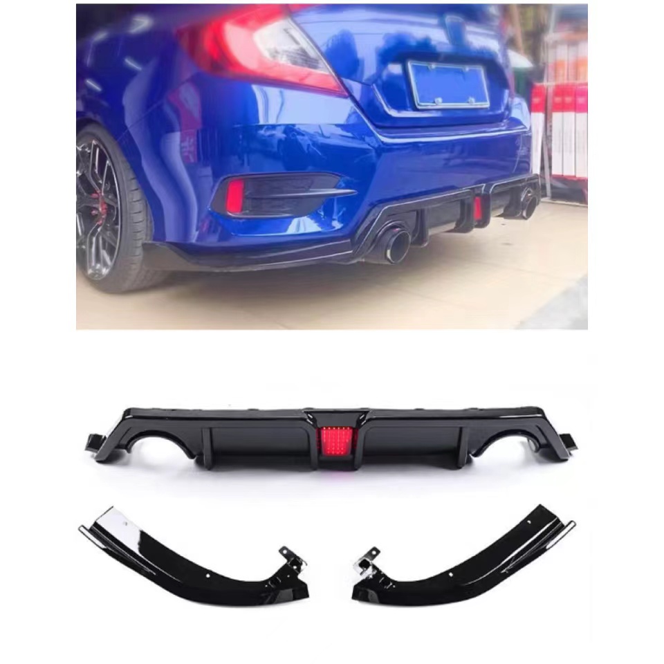 Civic FC 2016-2020 Rear Diffuser Bumper Diffuser Brake Light (2 Hole ...
