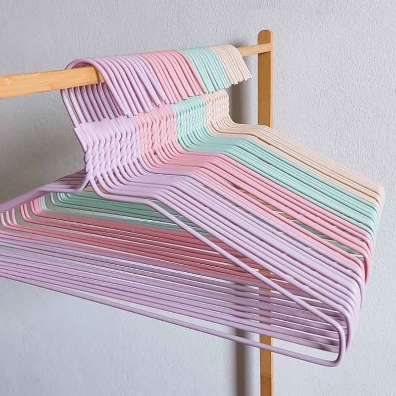 Clothes Hanger Cloth Coated Wire Pastel Color Not Broken Thick Pack ...