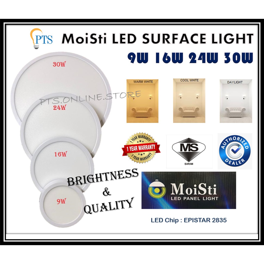 MoiSti ROUND LED SURFACE Ceiling Light 9W / 16W / 24W / 30W DAYLIGHT ...