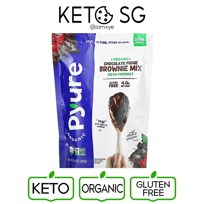 Keto Pyure Organic Chocolate Fudge Brownie Mix Sugar Free Gluten Free ...