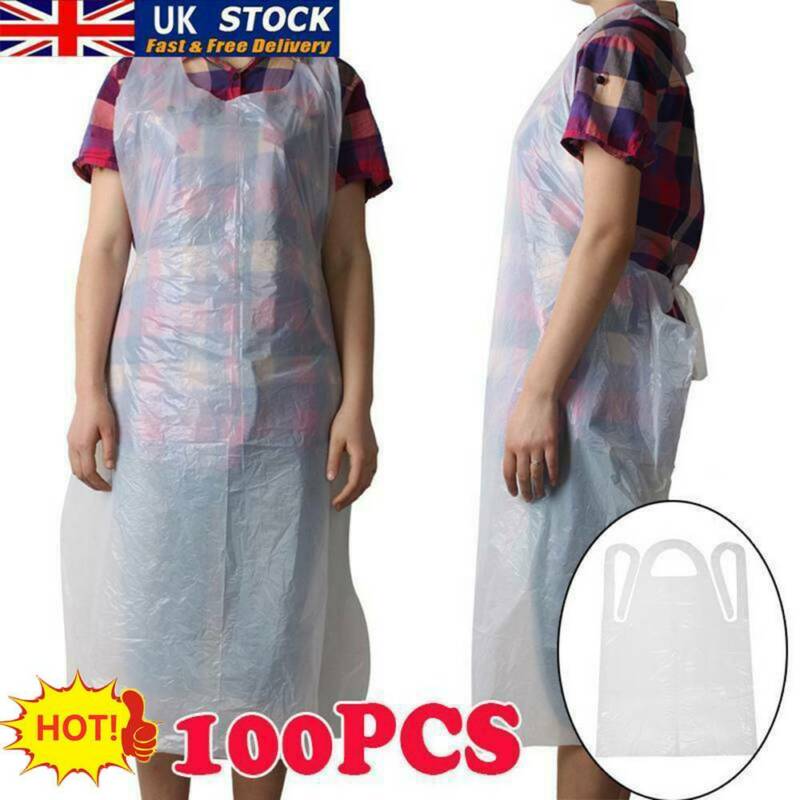 10/50 Pcs Disposable Aprons Plastic Polythene White Aprons | Shopee ...
