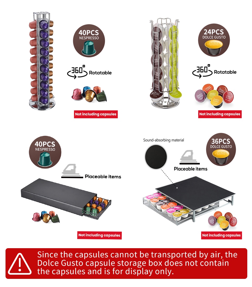 HiBREW 24/36/40PCS Nespresso Capsule Rack/Storage Box Dolce Gusto ...