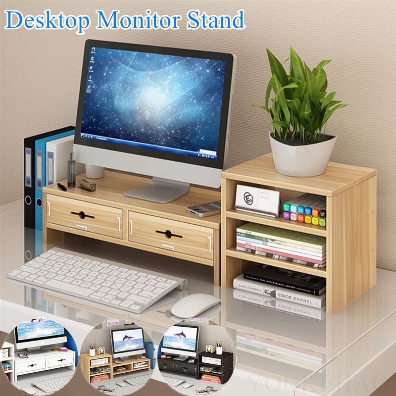 Multi-function Monitor Rack Desktop Office File Organizer Cabinet ...