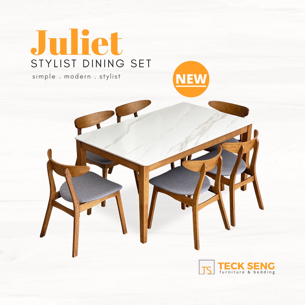 [TECK SENG] JULIET Scandinavian Solid Sintered Stone + Rubber Wood 6 ...