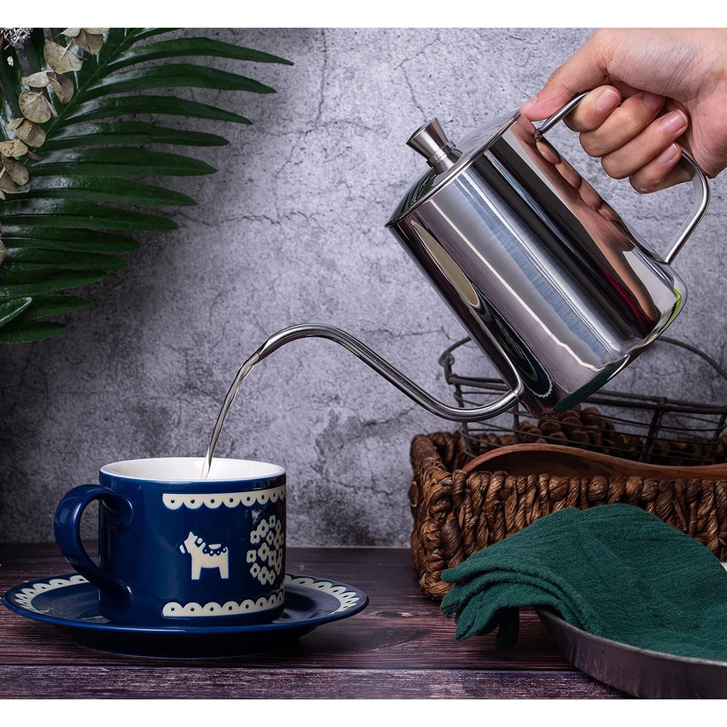 WALFOS Stainless Steel Long Mouth Coffee Tea Pot Drip Gooseneck Spout ...