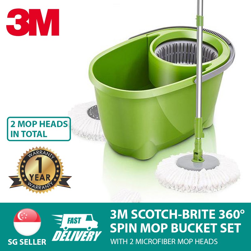 [SG Ready Stock]3M Scotch-Brite 360° Spin Mop Bucket Set with 2/4/6 ...