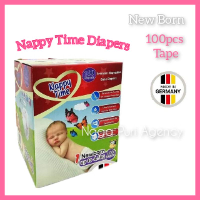 Diapers Nappy Time Mega Box Size NewBorn (Tape ) 100pcs | Shopee Singapore