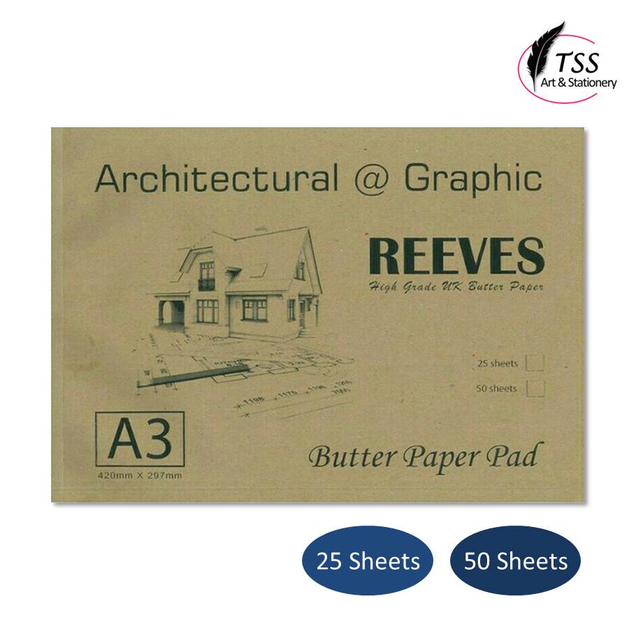 Reeves Butter Paper Pad A3 Size | 25 / 50 Sheets | Architectural Layout ...