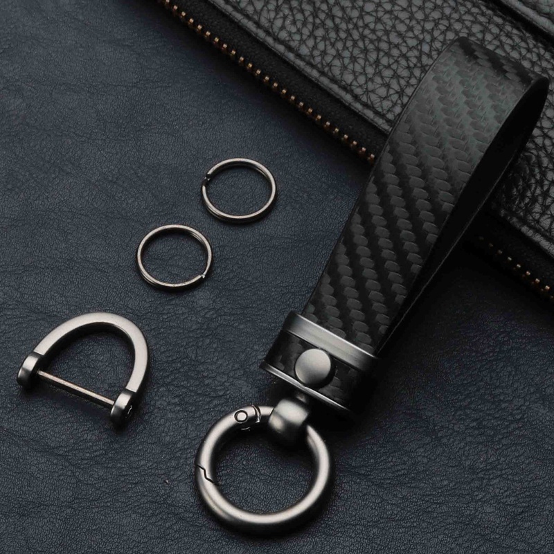 *Ready Stock* Carbon Fiber Leather Car Keychain Ring Key Holder ...