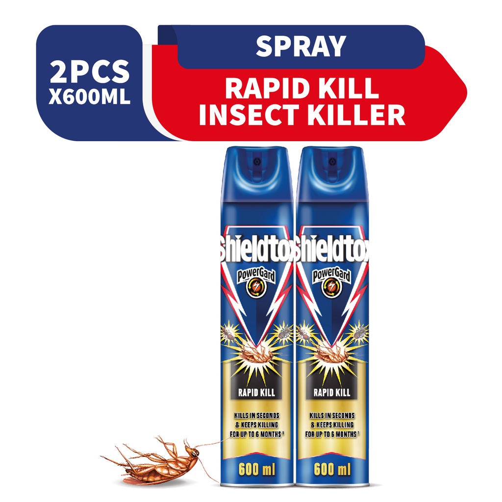 Shieldtox PowerGard Rapid Kill Insect Killer Spray 600ml Twin Pack 2s ...