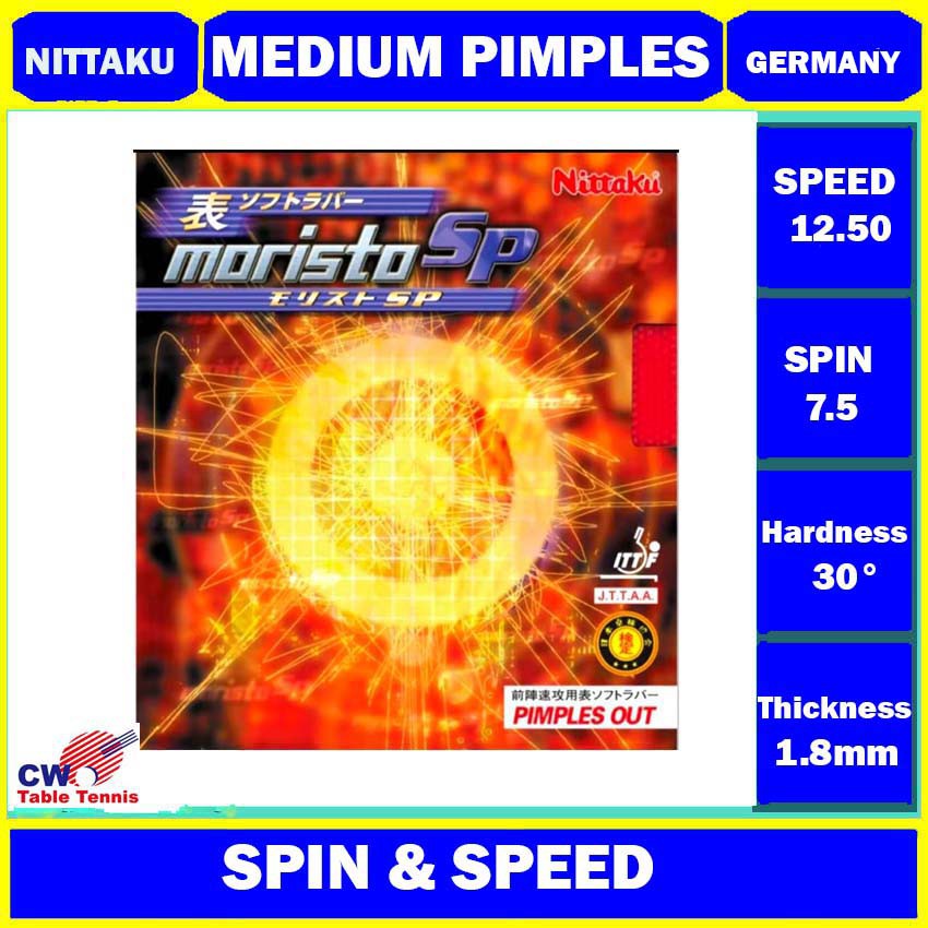 NITTAKU Moristo SP Medium Pimples Spin And Speed Table Tennis Rubber ...