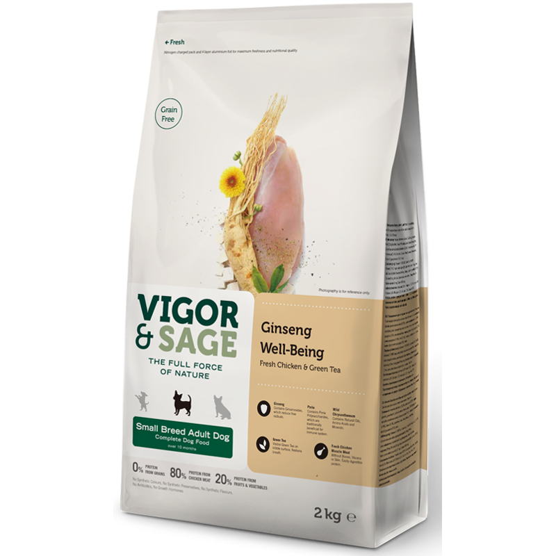 VIGOR & SAGE Ginseng Well- Being Chicken (Grain Free) (Small Breed Dog ...