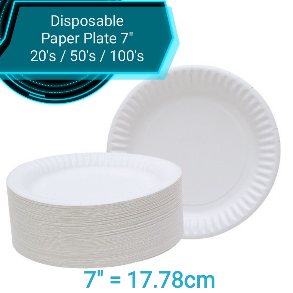 Disposable & Recyclable 7" Paper Plates 20‘s /50’s /100’s White Paper ...