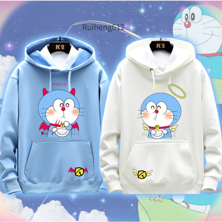 Doraemon Hoodies Cute Angel Demon Men and Women Lovers' Same Sweater ...